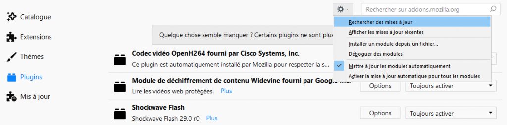 Réinstaller le plugin Widevine sur Firefox