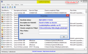 LastActivityView , Les dernières activités de votre PC