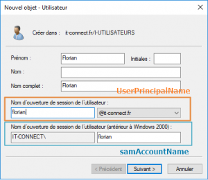 Active Directory : samAccountName VS UserPrincipalName